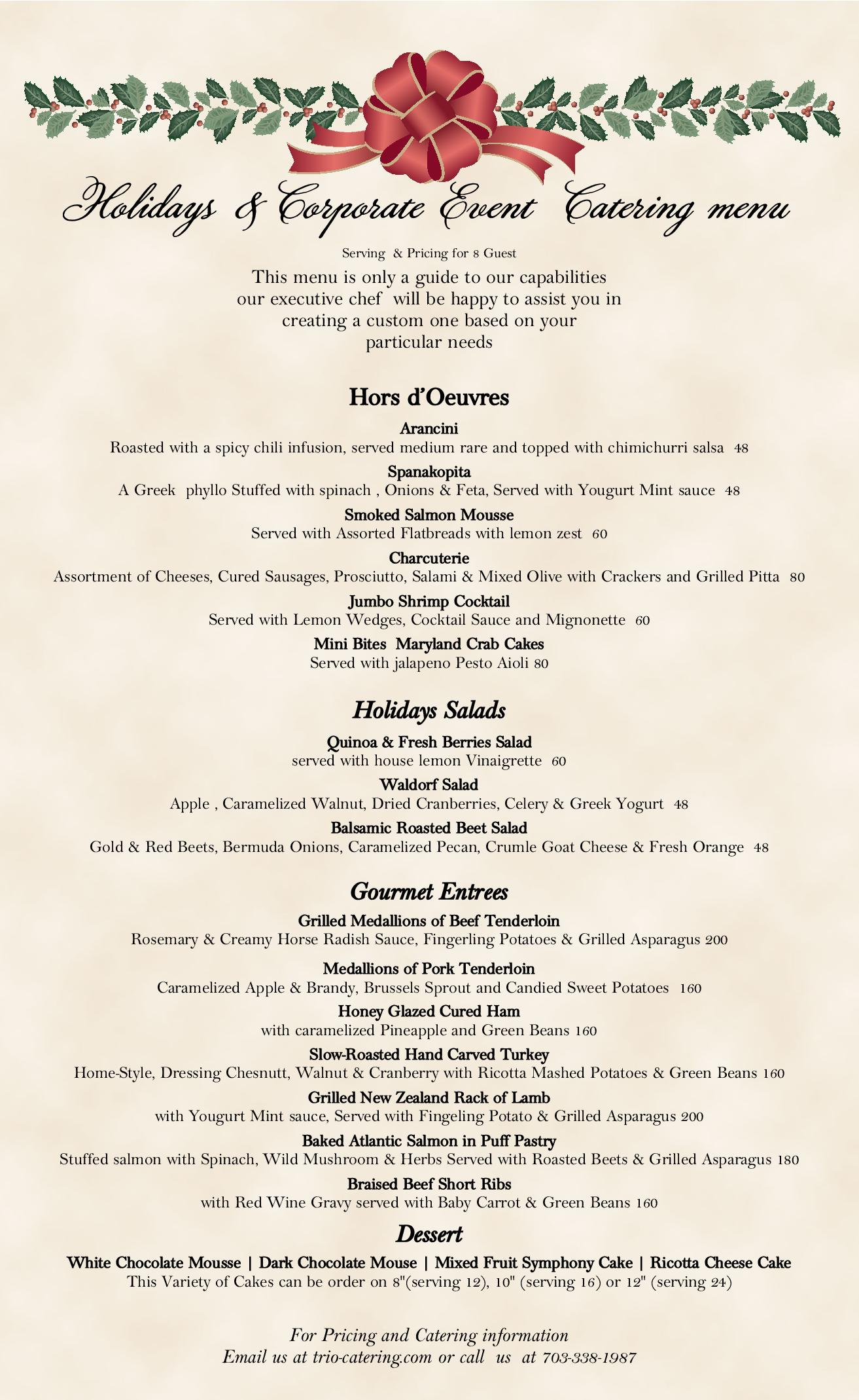 Catering Menu – Catering Service in Washington DC area, Weddings ...